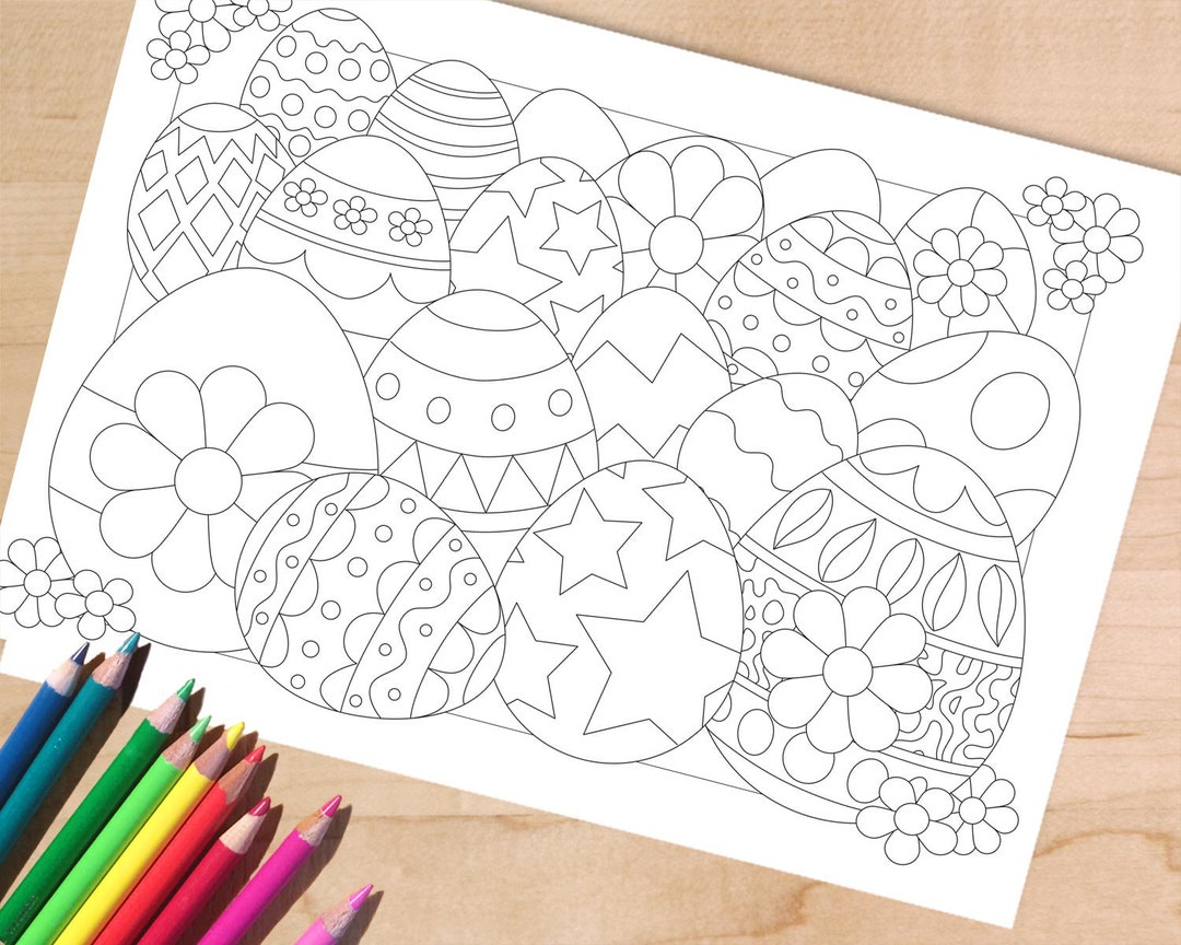 Easter Egg Colouring Page, Fun Easter Printable, Adult and Kids ...