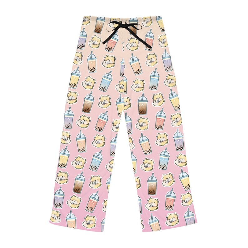 Bubble Tea Cats Long Pajama Pants. Kawaii Boba Womens Pyjama Bottoms ...