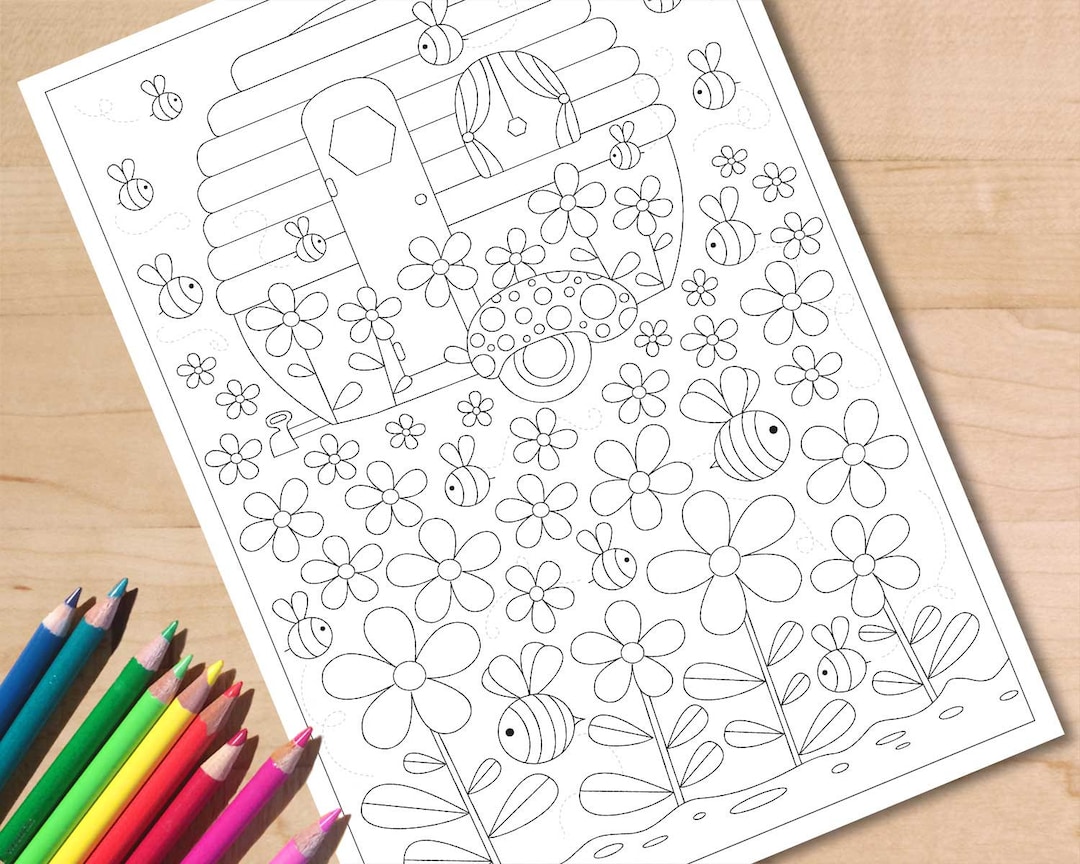 Camping Colouring Page, Camper Coloring Page, Vintage Caravan Printable ...