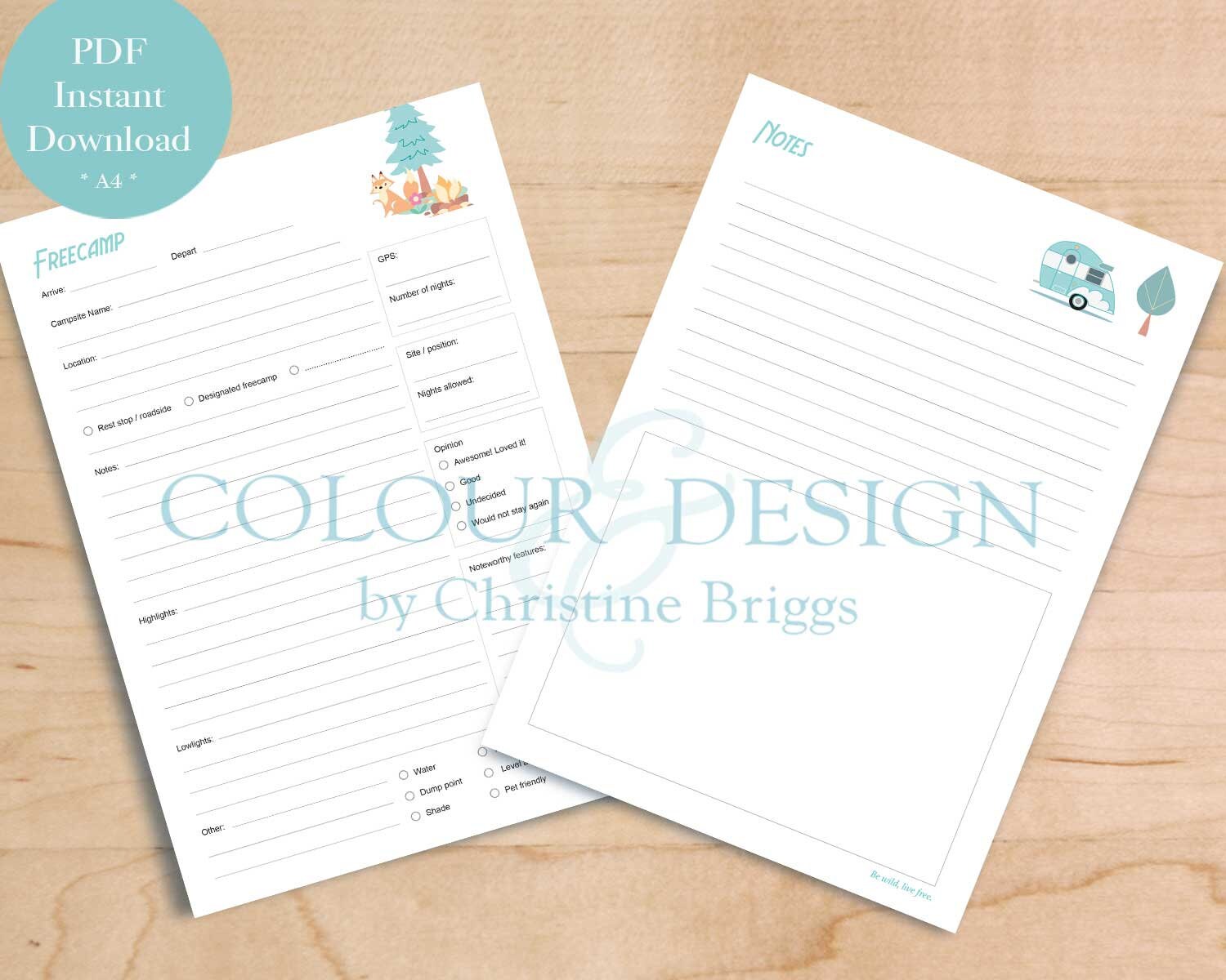 Printable Camping Travel Log and Planner, Campsite Diary Checklist ...