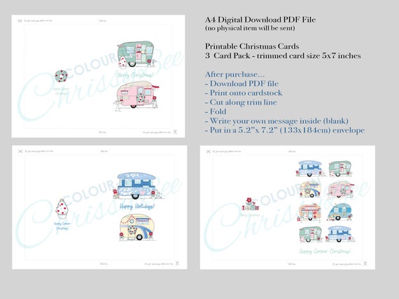 Christmas Cards Happy Camper Caravan Cards DIY Christmas Cards ...