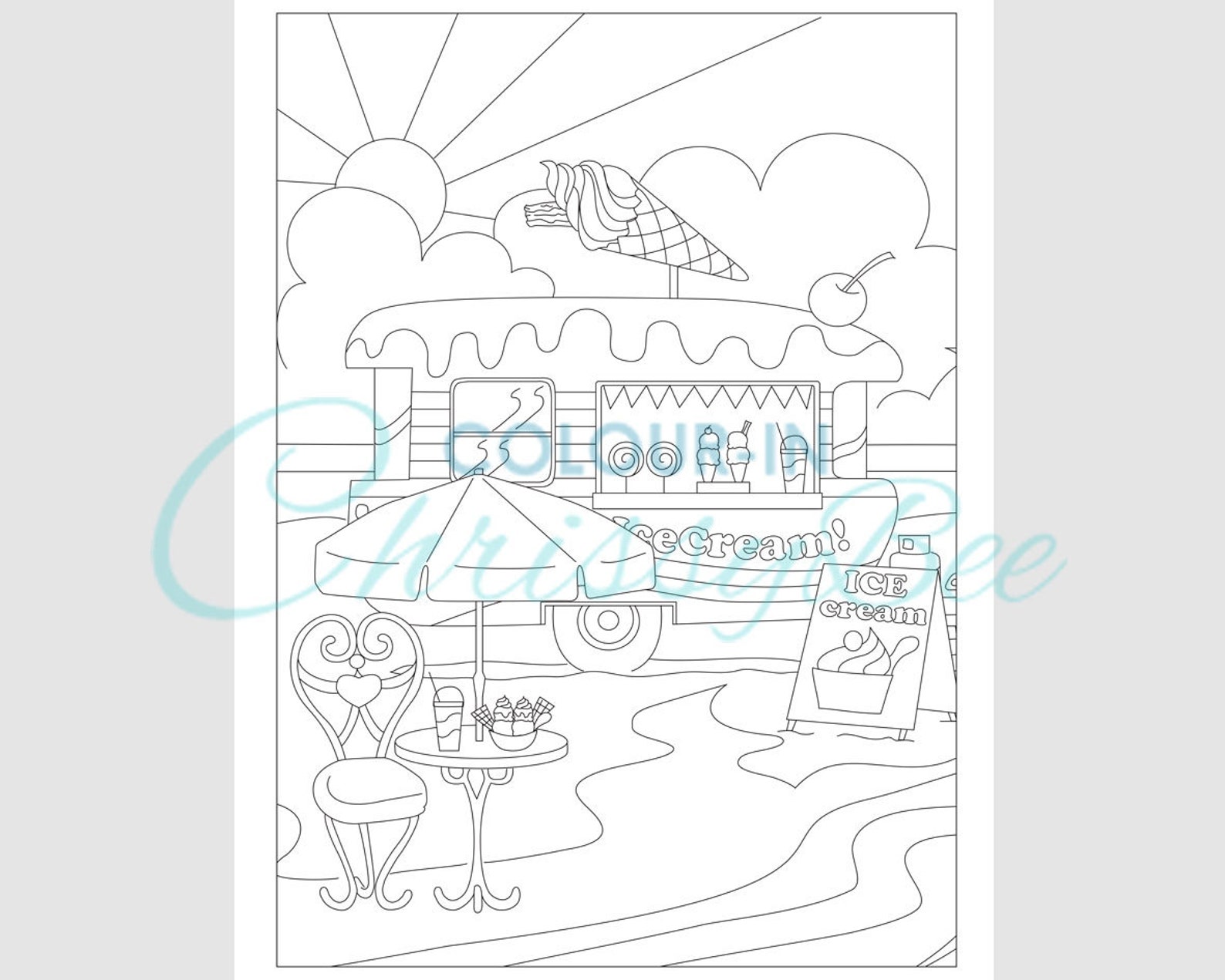 Printable Beach Coloring Book Sand Sea and Summer Adult - Etsy