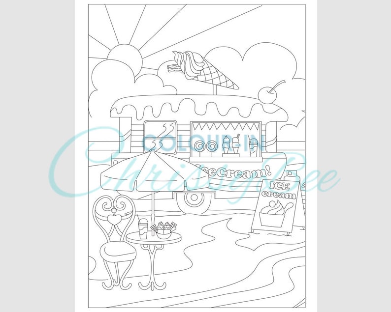 Printable Beach Coloring Book Sand Sea and Summer Adult - Etsy