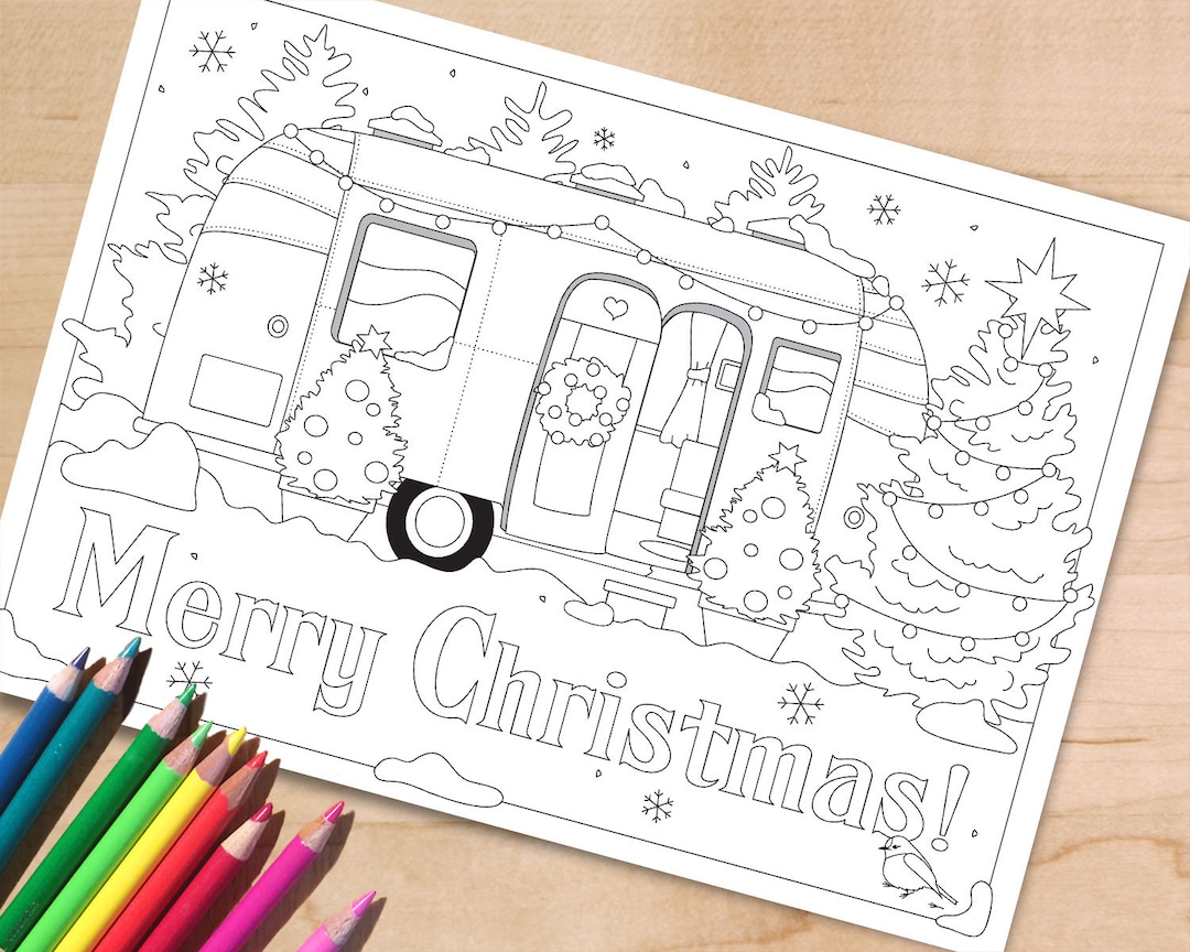 Christmas Airstream Coloring Page, Christmas Coloring Pages, Adult ...