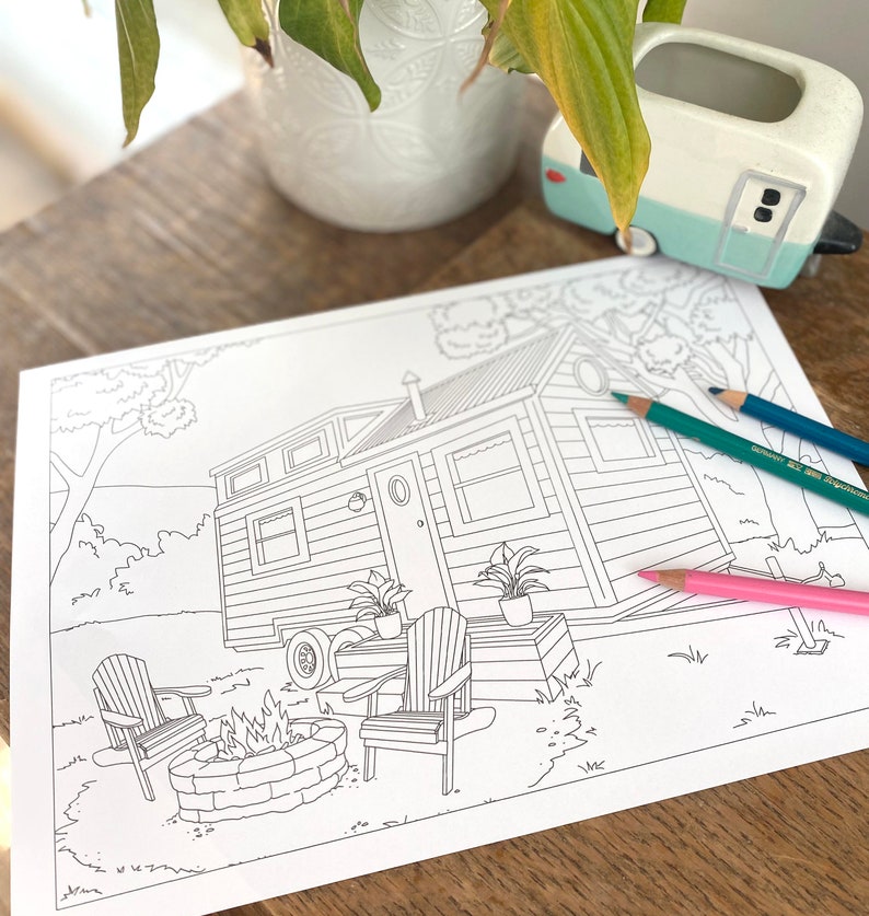 Tiny House Printable Coloring Page. Home on Wheels, Living Big ...