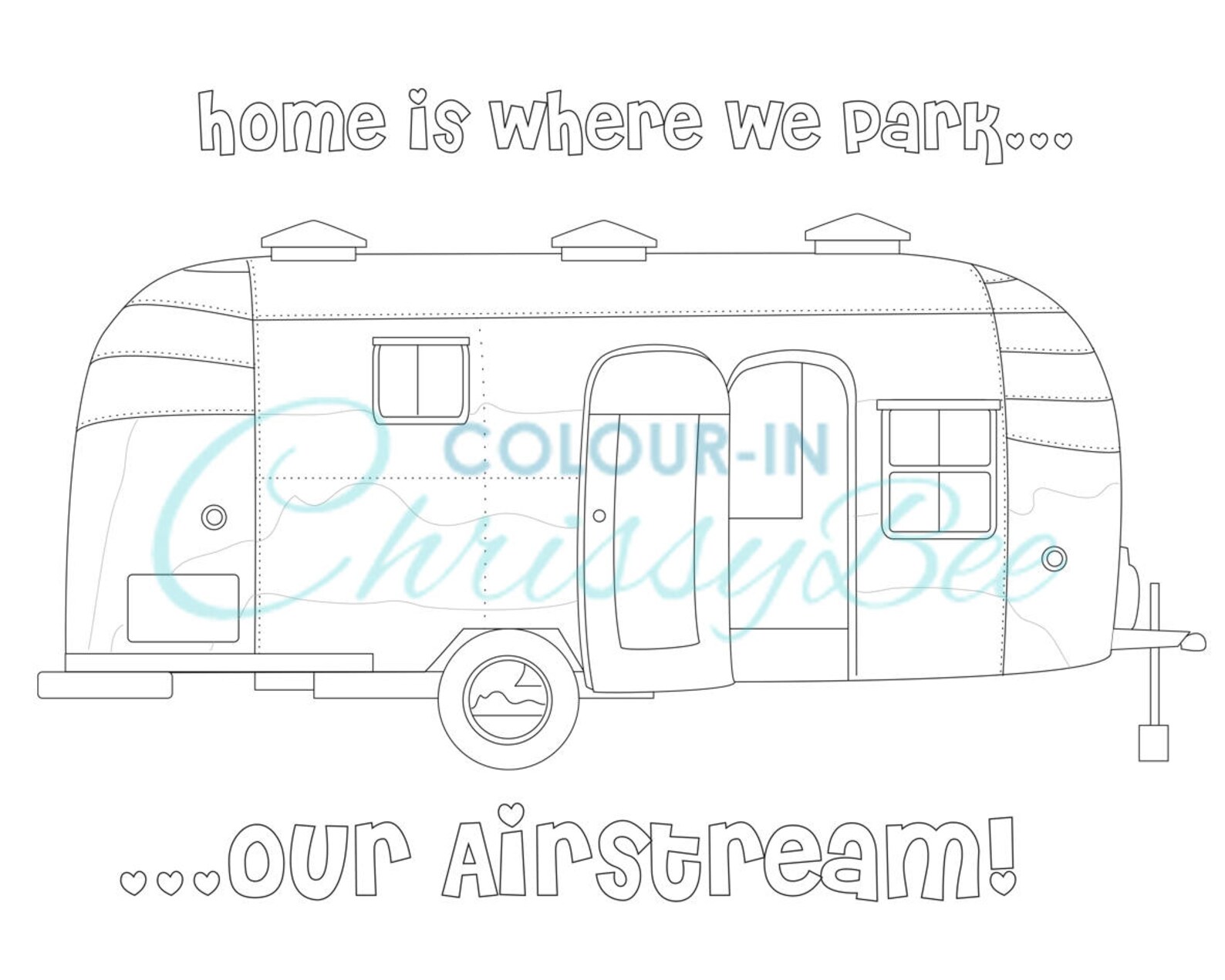 Printable Travel Trailer Coloring Page. RV Adult Coloring Page for ...
