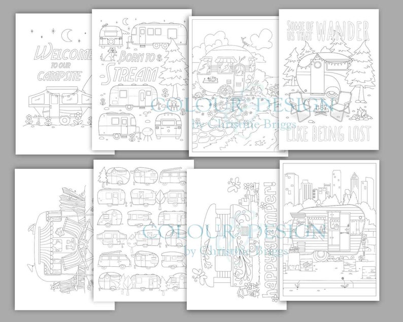 Printable Camping Coloring Book. 40 Page RV Caravan Camper - Etsy