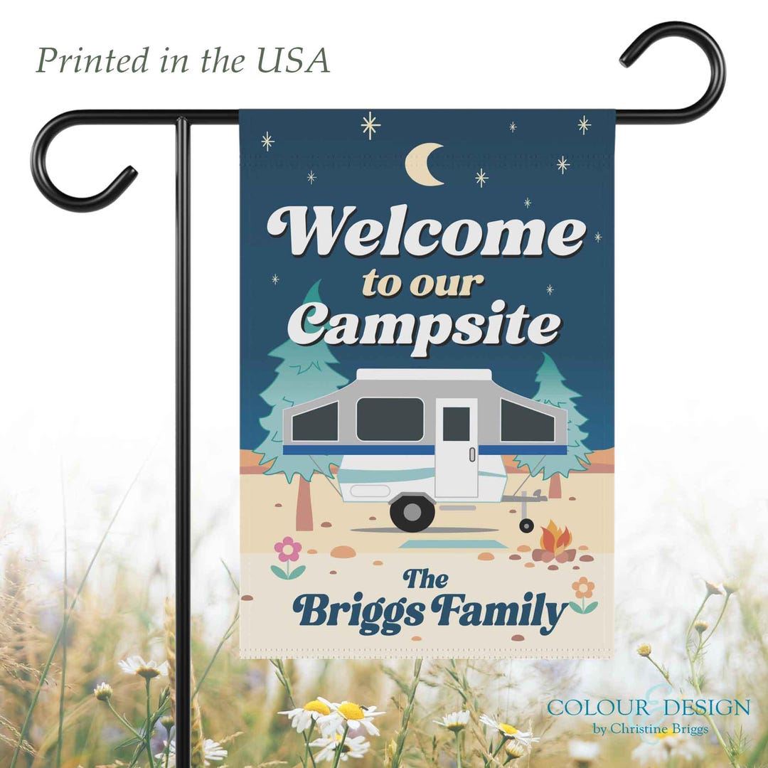 Pop up Camper Welcome Flag, Popup Trailer Campsite Sign, Camper Trailer ...