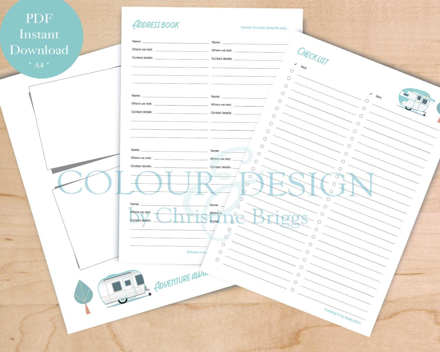 Printable Camping Travel Log and Planner, Campsite Diary Checklist ...