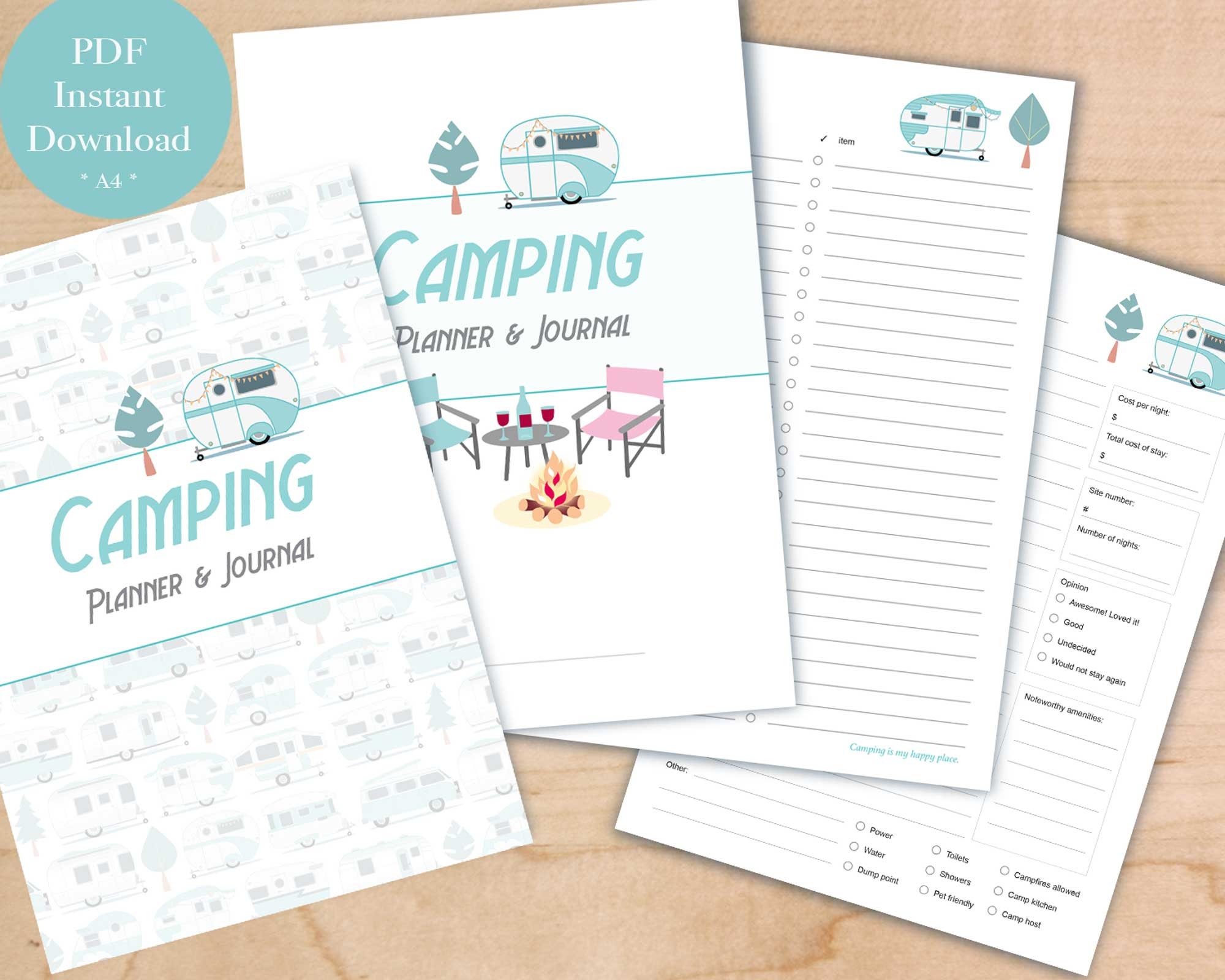 Printable Camping Travel Log and Planner, Campsite Diary Checklist ...
