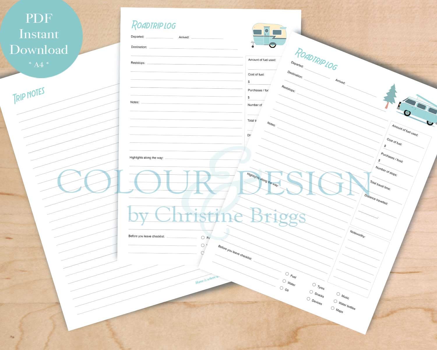 Printable Camping Travel Log and Planner, Campsite Diary Checklist ...