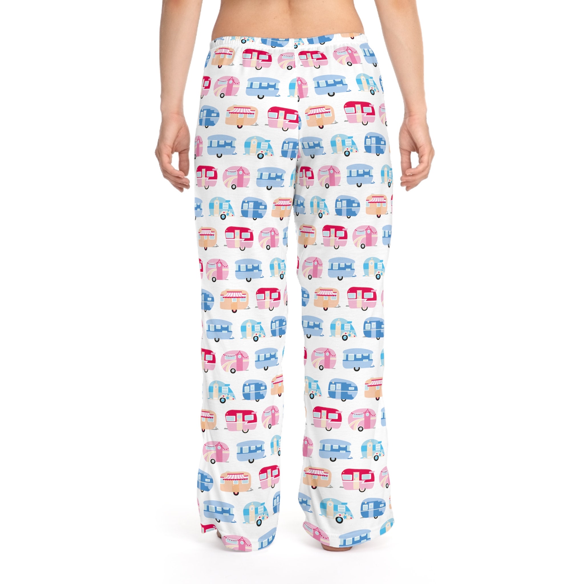 RV Camping Pajama Pants. Retro Caravan Long Pyjama Bottoms, Happy ...