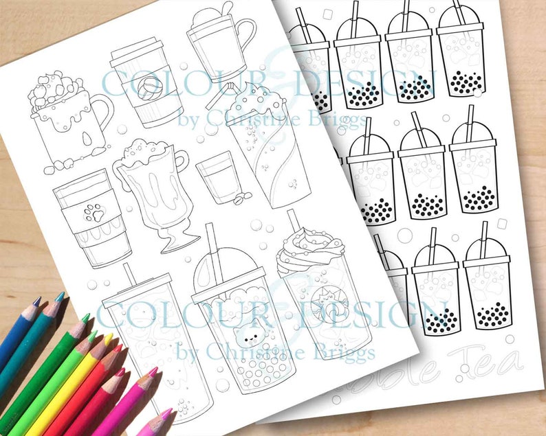 Boba Coloring Page, Printable Bubble Tea, Iced Coffee Digital Download ...