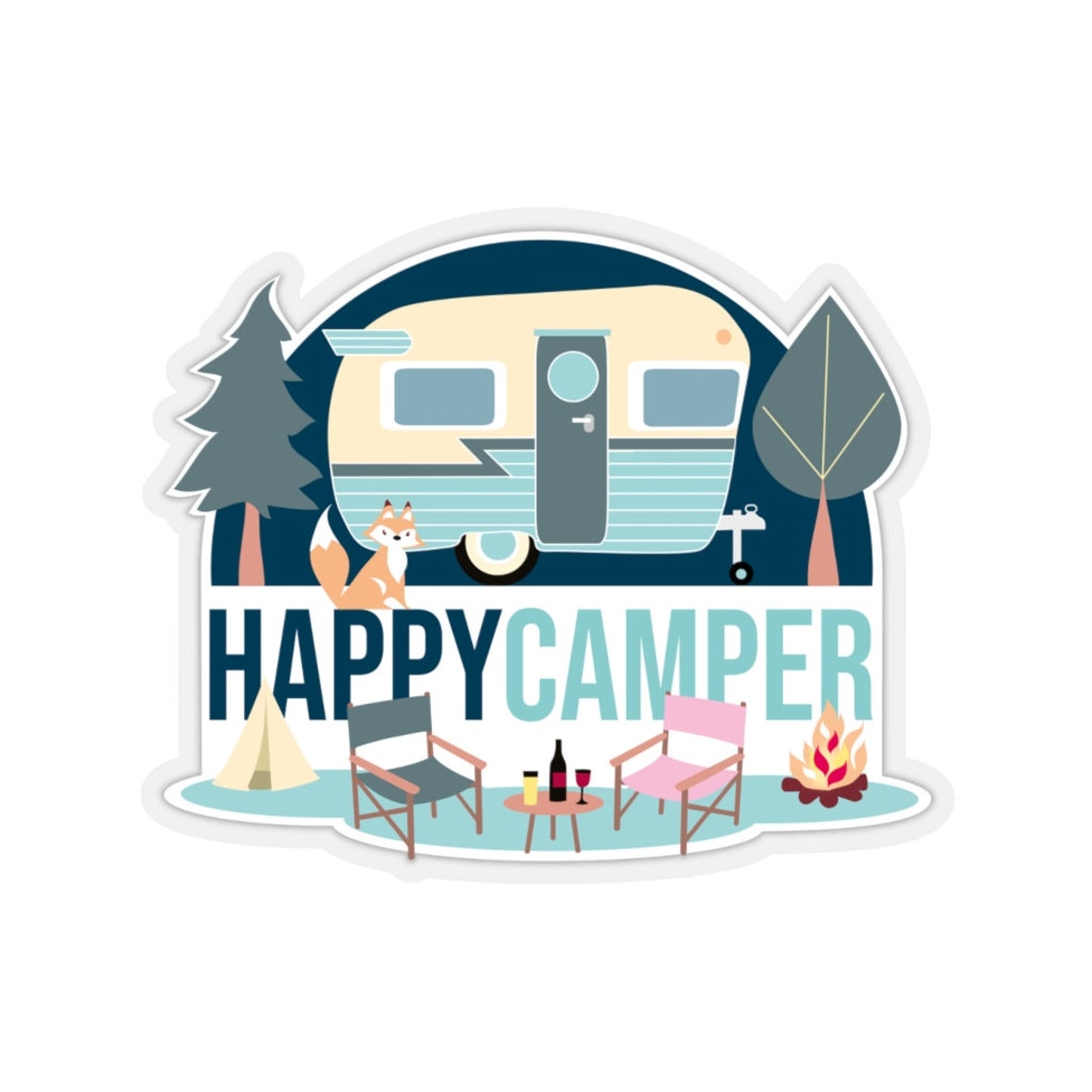 Happy Camper Vintage Caravan Sticker Camper Sticker RV - Etsy Australia