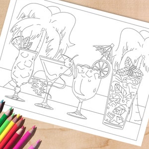 Cocktail Coloring Page, Printable Alcohol Drinks, Adult Colouring Pages ...