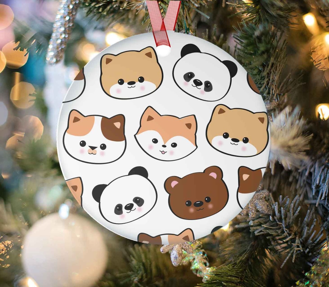 Kawaii Christmas Ornament, Cute Baby Animals Print, Kawaii Tree ...