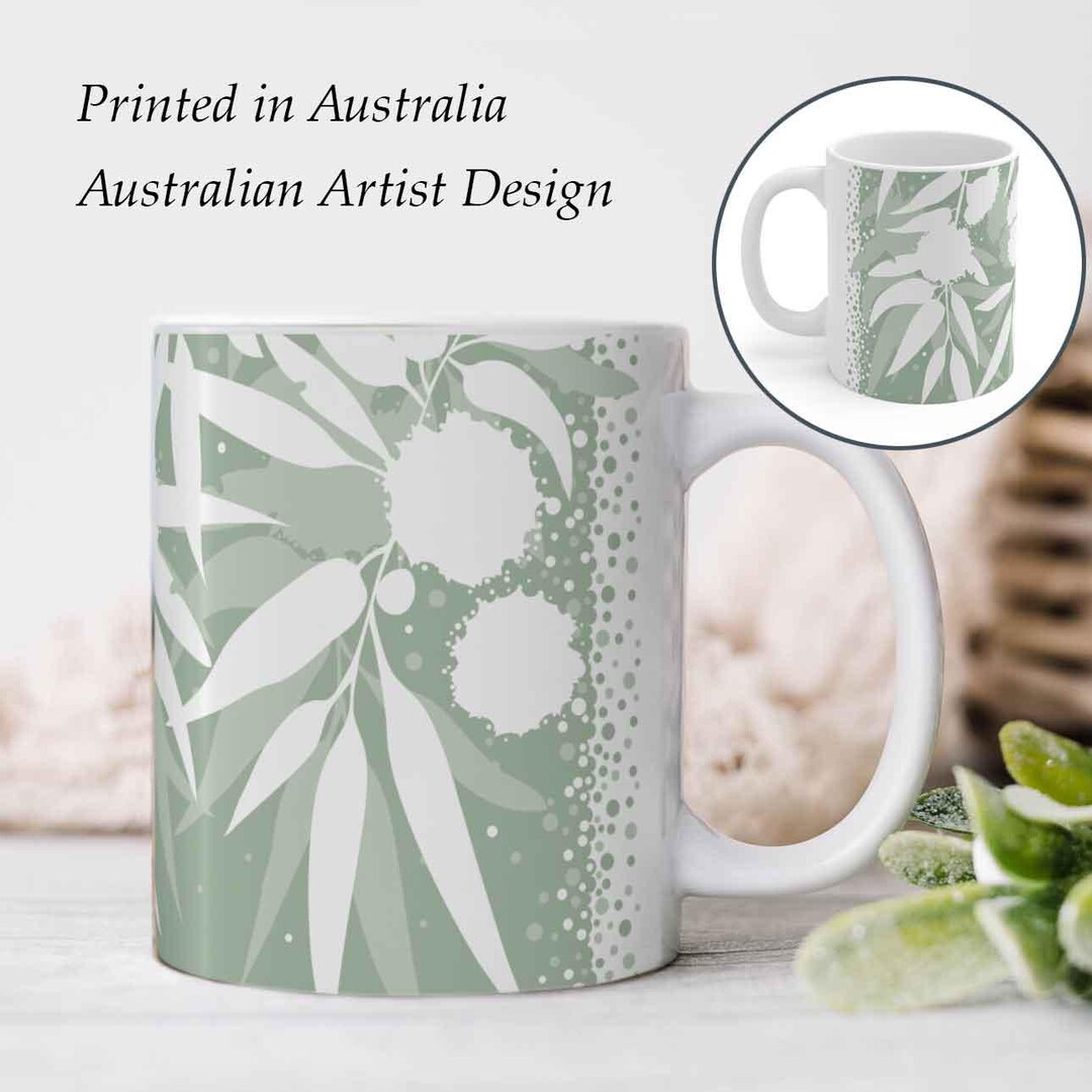 Eucalyptus Coffee Mug: Australian Gum Blossom Floral Print - Etsy