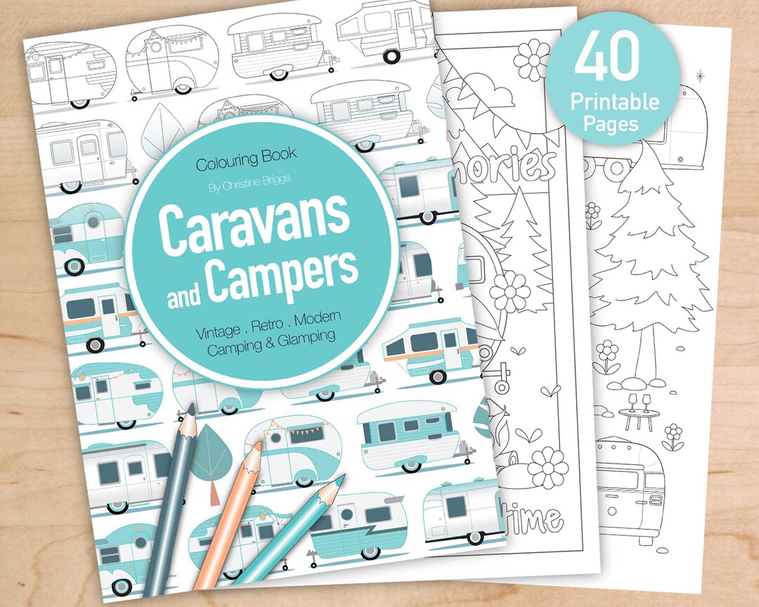 Printable Camping Coloring Book. 40 Page RV Caravan Camper Trailer ...