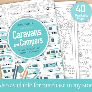 Printable Vintage Caravan Coloring Page, English Cottage Garden ...