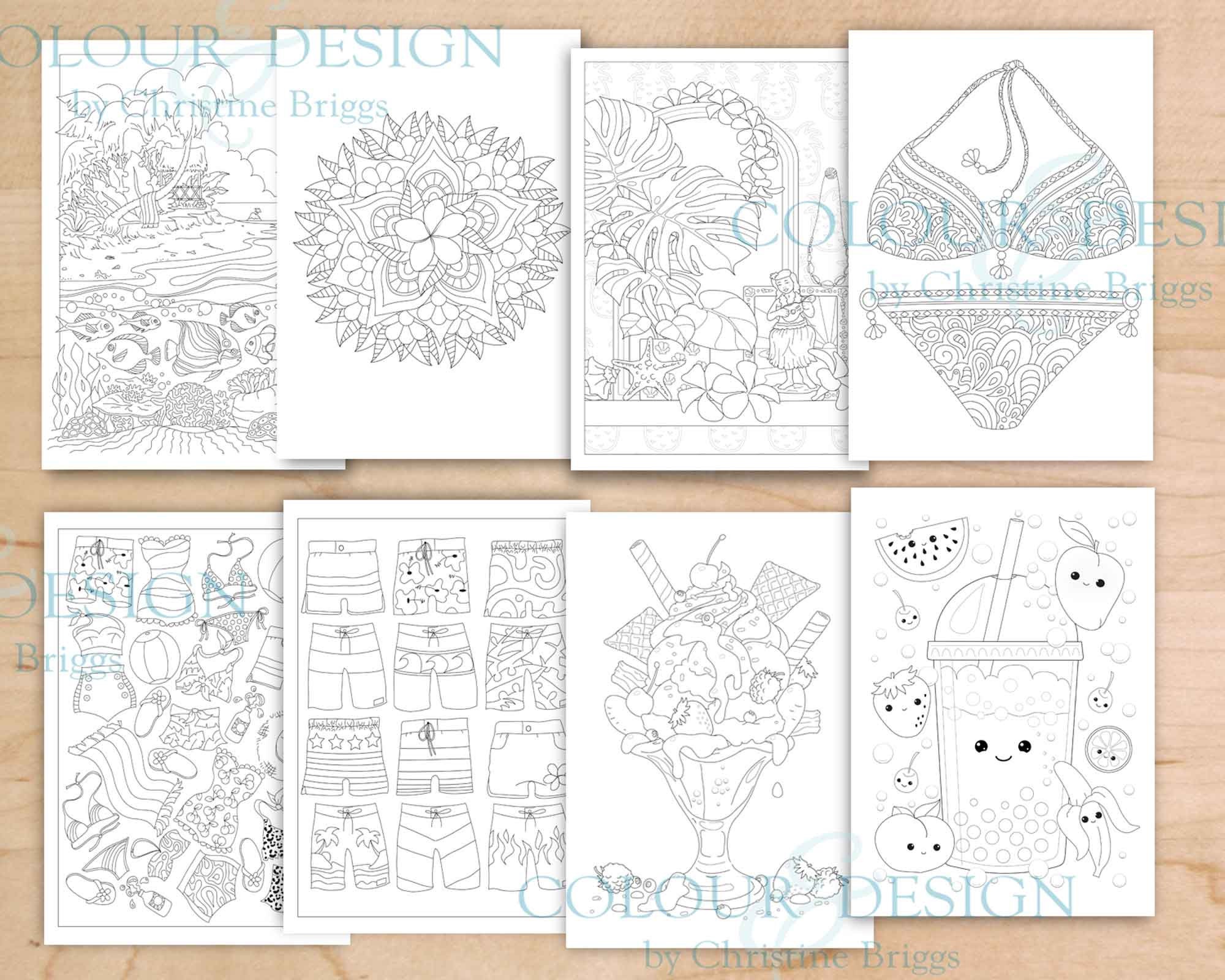 Printable Beach Coloring Book Sand Sea and Summer Adult - Etsy