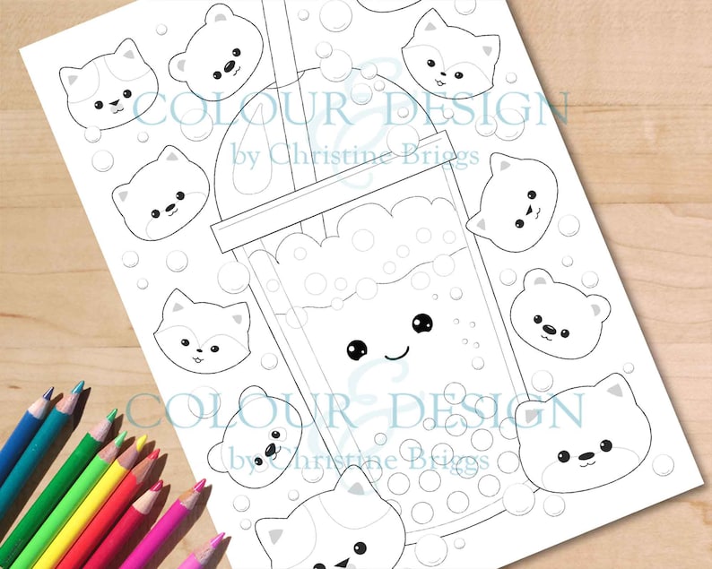 Kawaii Boba Coloring Page, Bubble Tea Printable. Cute Chibis Activity ...