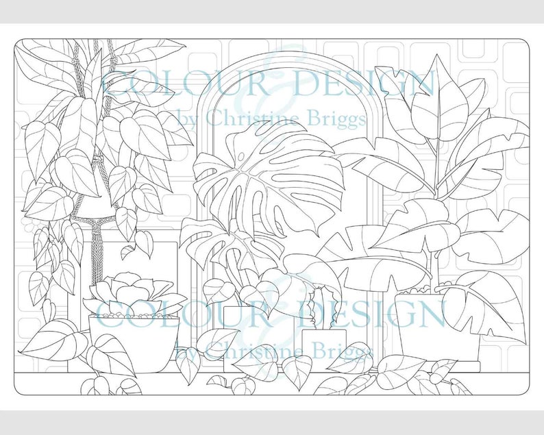 Printable Plant Coloring Pages, Tropical Houseplants Colouring ...