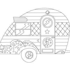 Teardrop Camper Coloring Page, Tiny Home Printable, Vintage Caravan ...