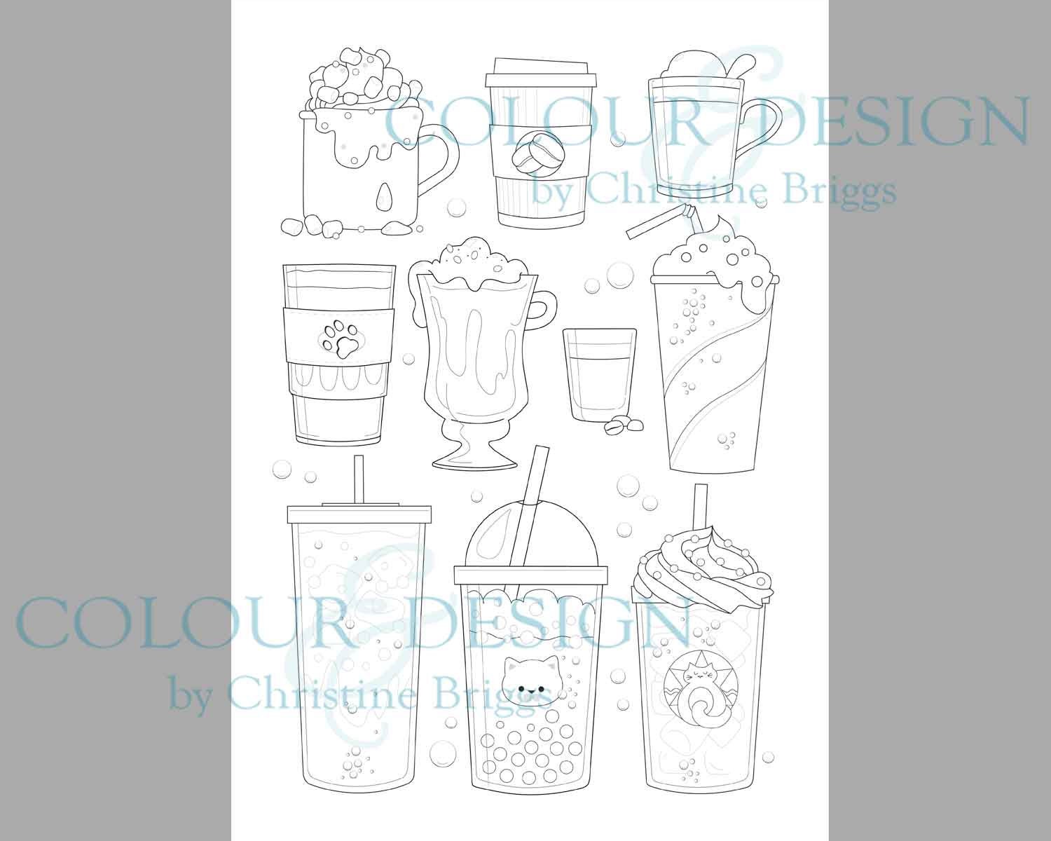 Boba Coloring Page, Printable Bubble Tea, Iced Coffee Digital Download ...