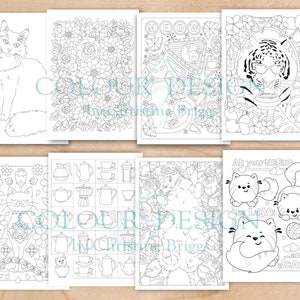 Cat Cafe Coloring Book. 40 Printable Digital PDF Adult Colouring Pages ...