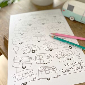 Vintage Campers Coloring Page, Happy Campers Printable, Camping ...