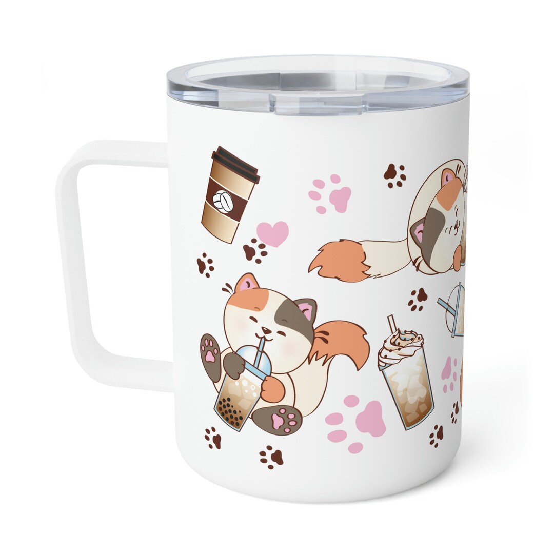 Kawaii Cat Boba Camping Coffee Mug. Cute Chibi Bubble Tea - Etsy