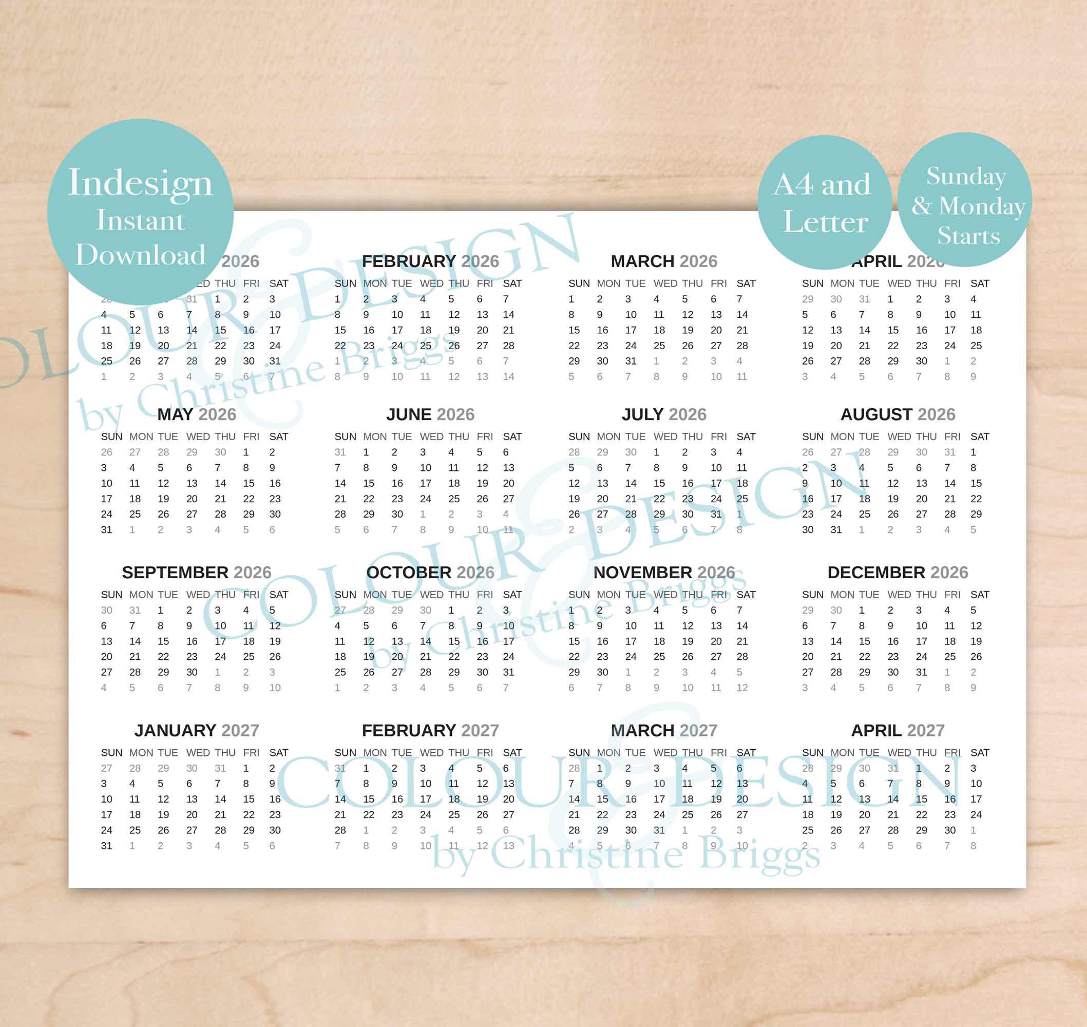 Plantilla De Calendario De Indesign Plantilla De Diseño De Calendario
