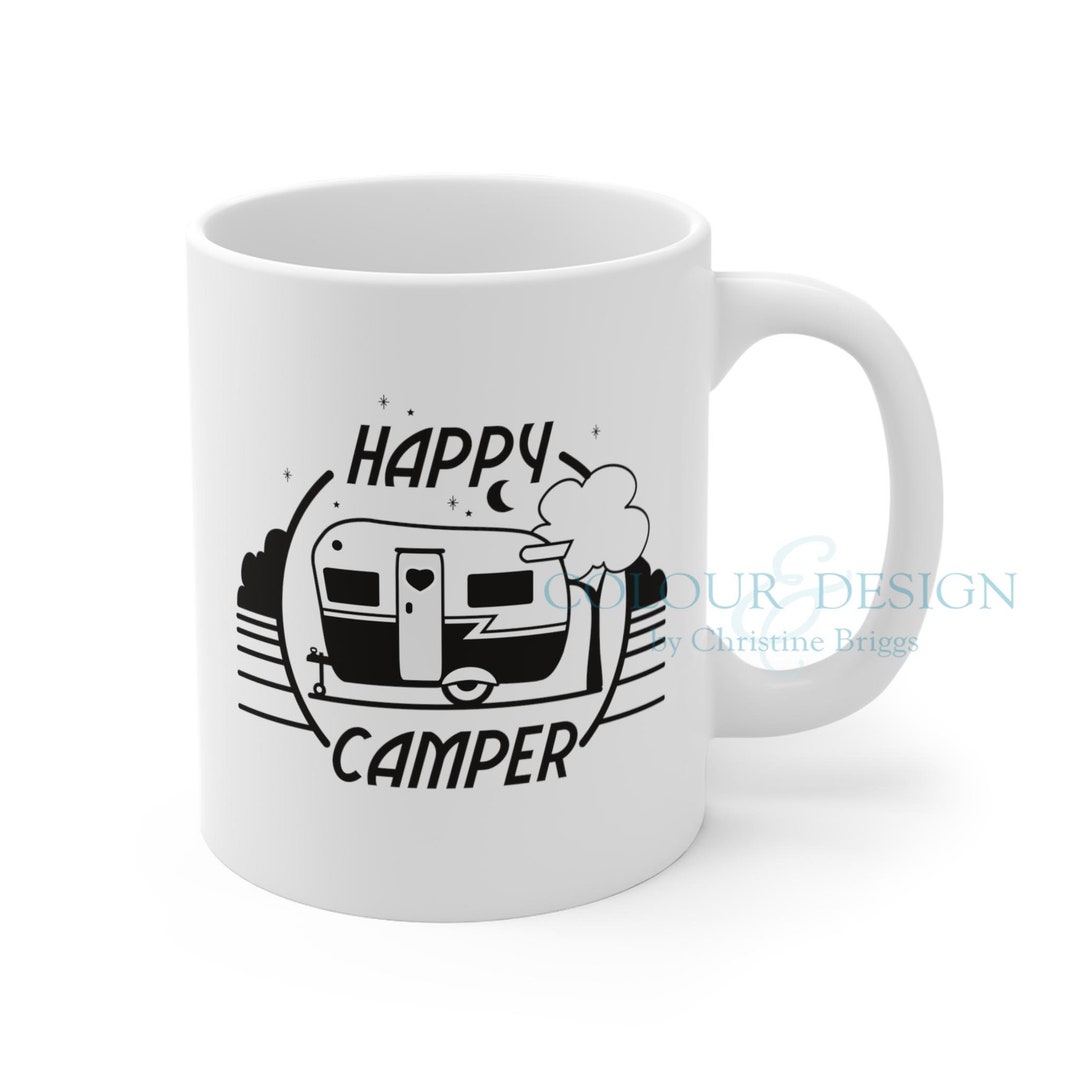 Retro Happy Camper Ceramic Mug. Cute RV Camping Coffee Cup - Etsy