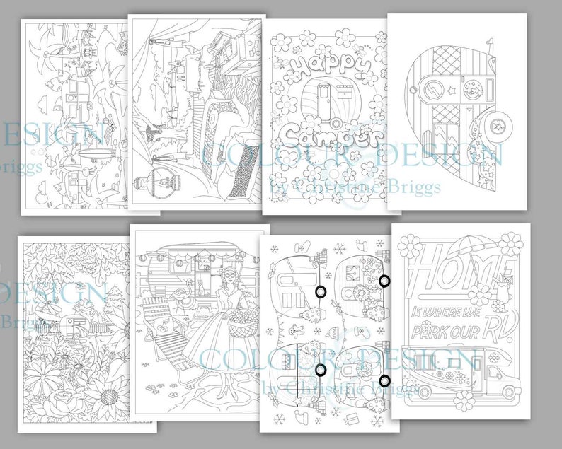 Printable Camping Coloring Book. 40 Page RV Caravan Camper - Etsy