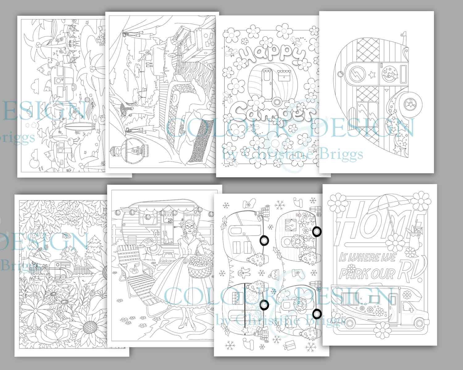 Printable Camping Coloring Book. 40 Page RV Caravan Camper Trailer ...