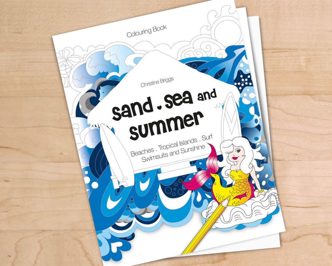 Printable Beach Coloring Book Sand Sea and Summer Adult - Etsy