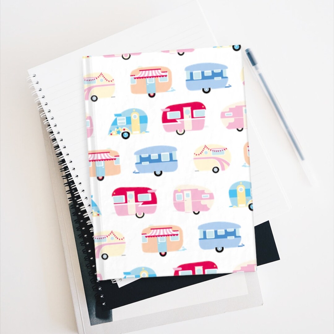 Cute Camper Notebook, Camping Log, Vintage RV Travel Diary, Blank or ...