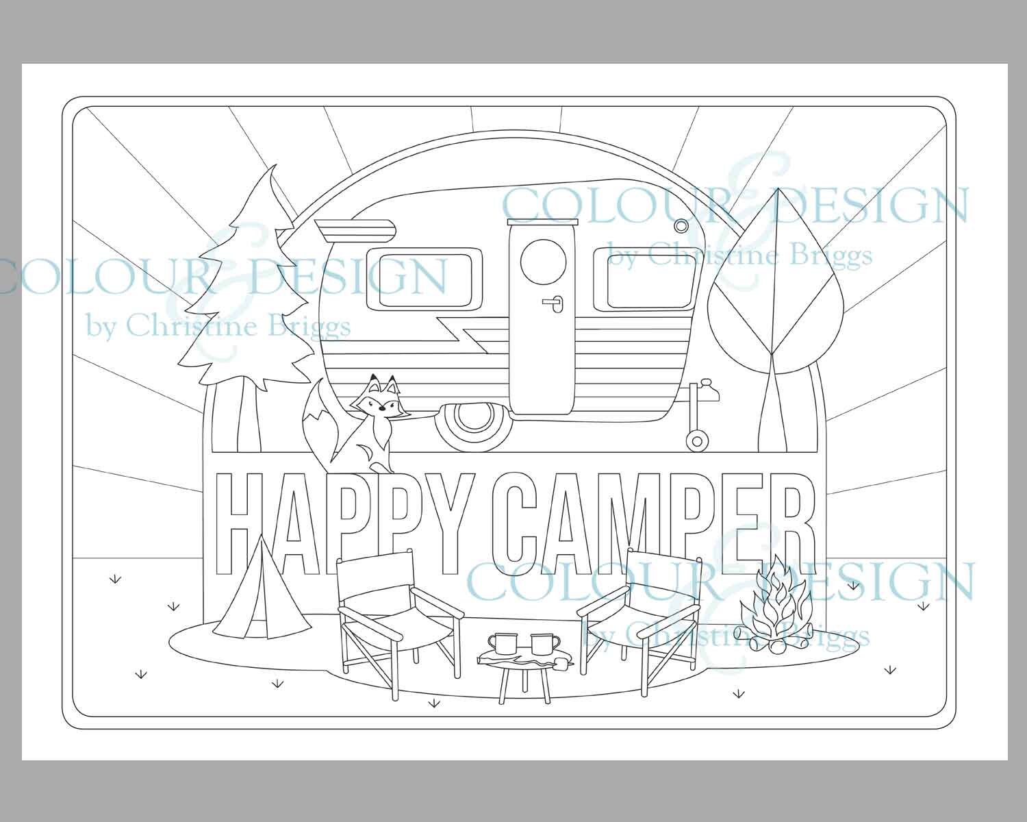 Printable Camping Coloring Book. 40 Page RV Caravan Camper Trailer ...