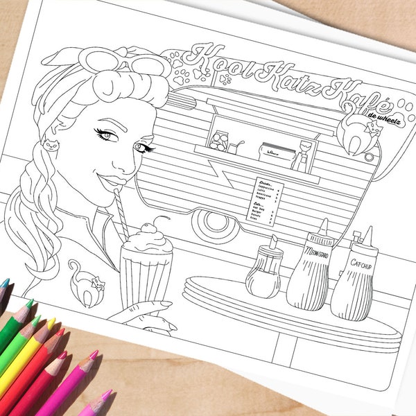 Diner Coloring Pages - Etsy