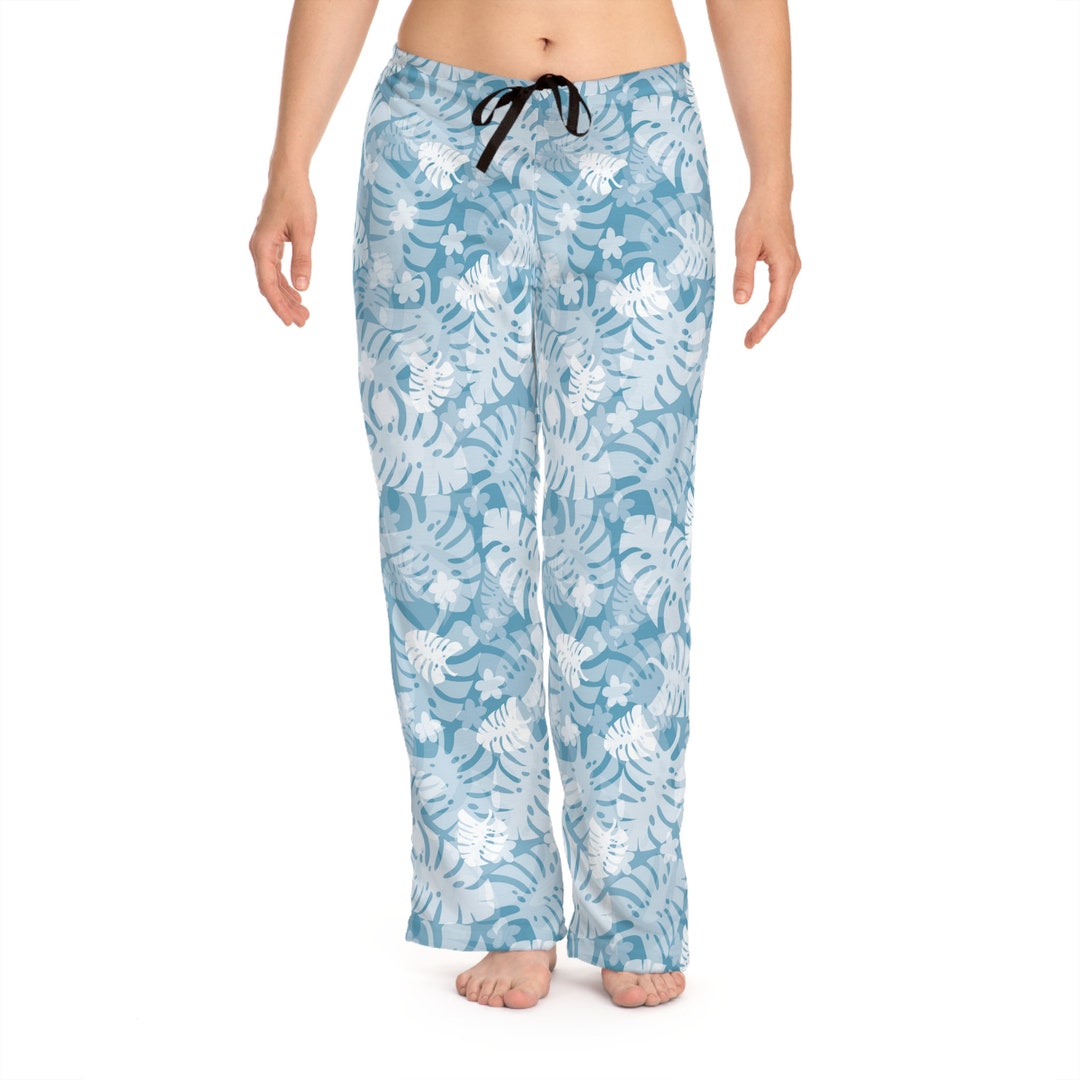 Tropical Print Women's Long Pajama Pants. Monstera and Frangipani ...