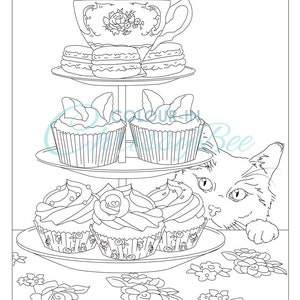 Cat Cafe Coloring Book. 40 Printable Digital PDF Adult - Etsy