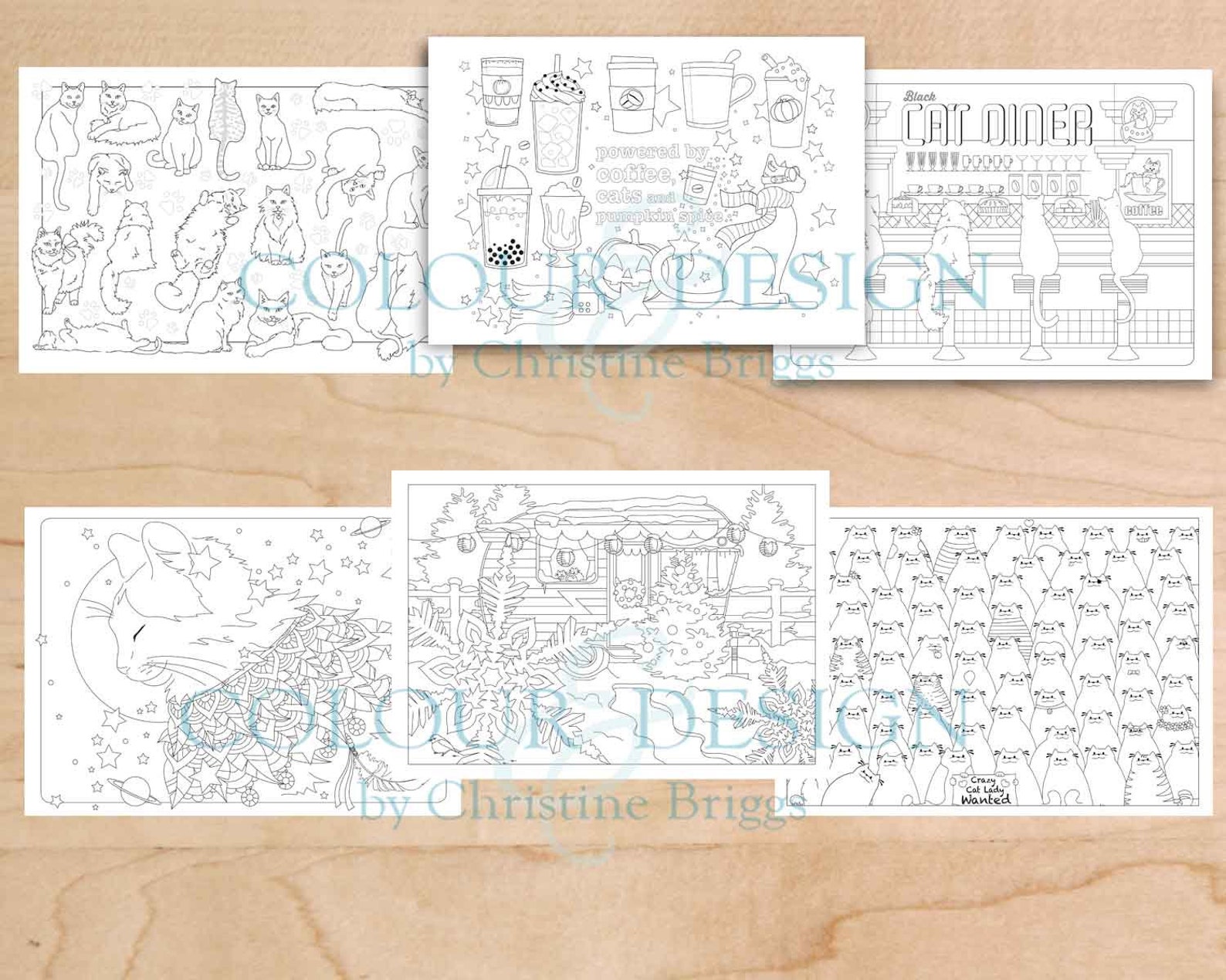Cat Colouring Book, Cafe Cats Coloring Pages (PDF Printable Download ...