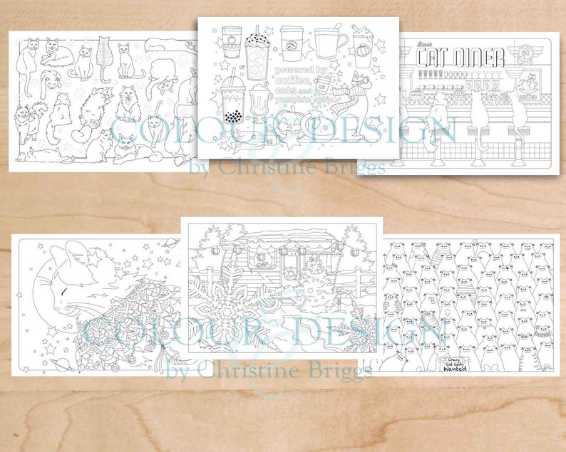 Cat Cafe Coloring Book. 40 Printable Digital PDF Adult Colouring Pages ...