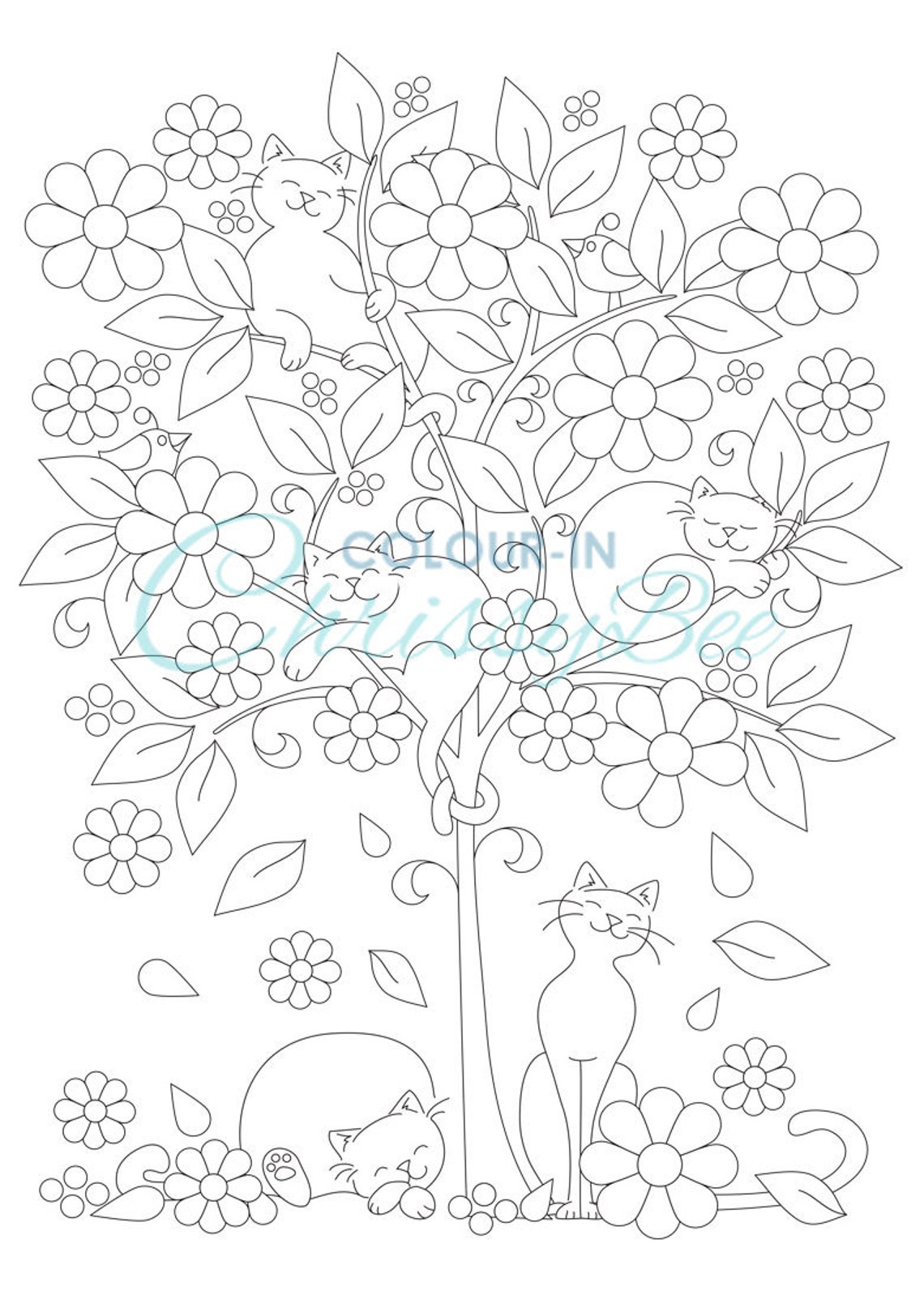 Cat Cafe Coloring Book. 40 Printable Digital PDF Adult Colouring Pages ...