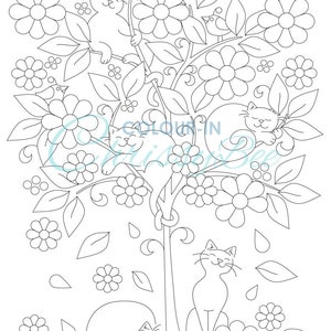 Cat Cafe Coloring Book. 40 Printable Digital PDF Adult Colouring Pages ...