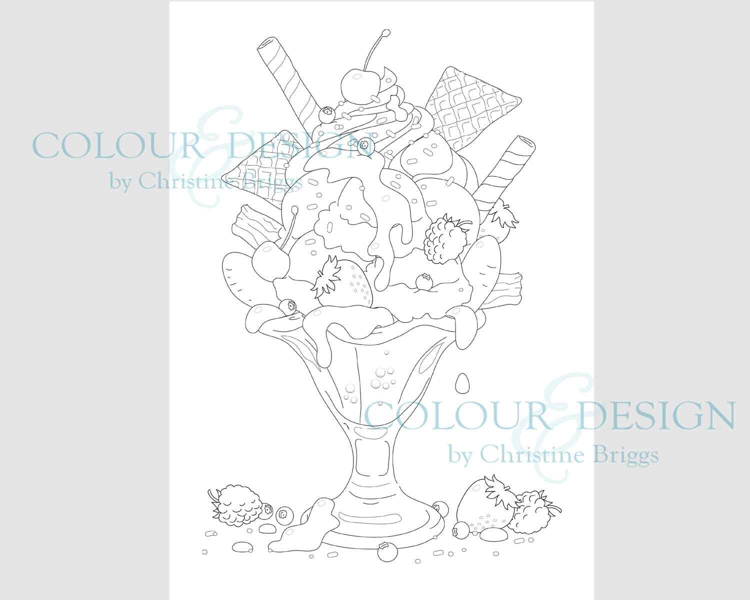 Icecream Sundae Printable Coloring Page. Dessert Activity Sheet ...
