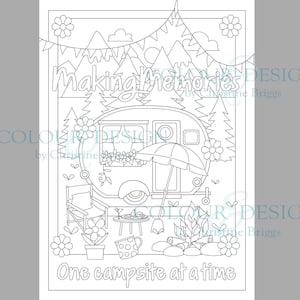 Printable Camping Coloring Book. 40 Page RV Caravan Camper Trailer ...