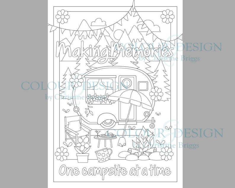 Printable Camping Coloring Book. 40 Page RV Caravan Camper - Etsy