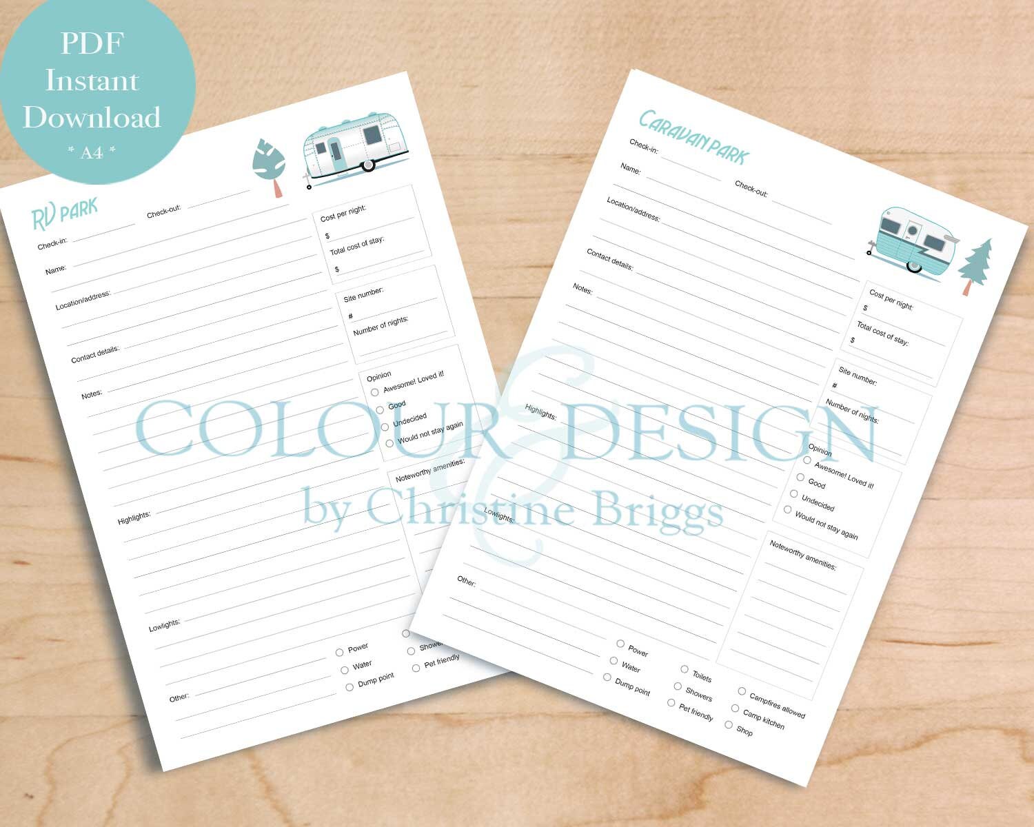 Printable Camping Travel Log and Planner, Campsite Diary Checklist ...