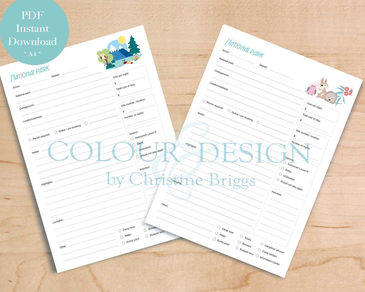 Printable Camping Travel Log and Planner, Campsite Diary Checklist ...